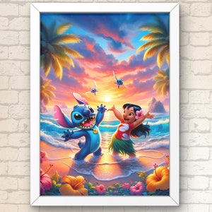Lilo & Stitch Kids Room Poster: Beach Sunset Art (digital Download) - Etsy