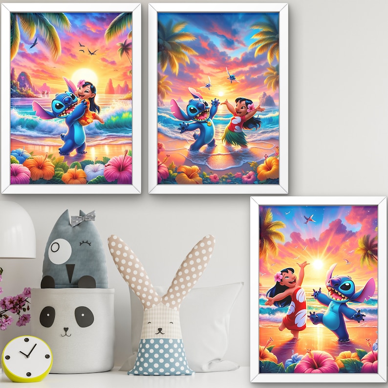 Lilo & Stitch Kids Room Poster: Beach Sunset Art (digital Download) - Etsy