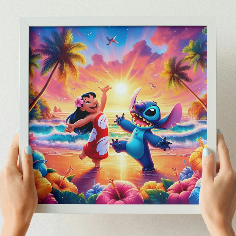 Lilo & Stitch Kids Room Poster: Beach Sunset Art (digital Download) - Etsy