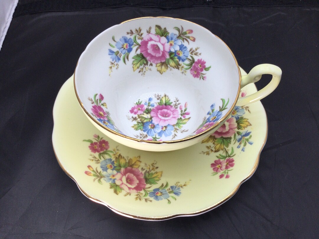 Vintage Yellow EB Foley Tea Cup and Saucer - Floral Elegance - Etsy