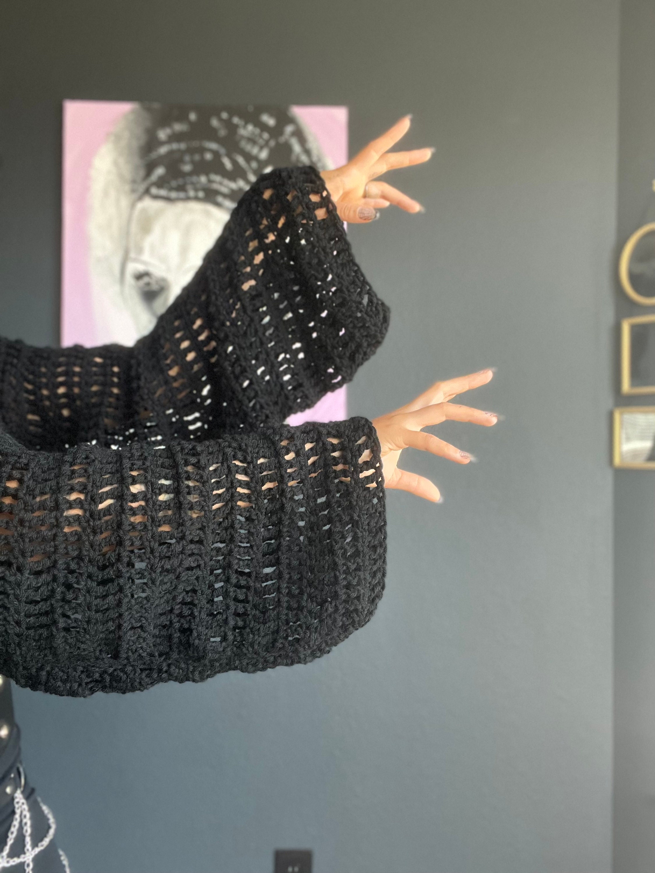 Treble Shadows Crop Top PDF Crochet Pattern | Goth Crochet Pattern ...