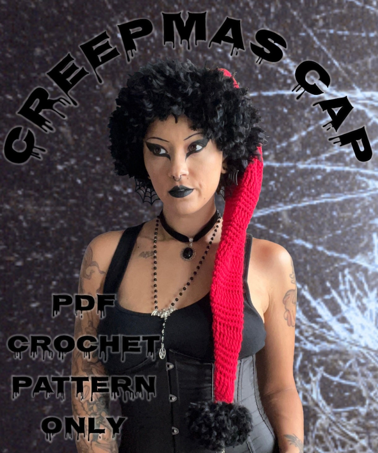 Santa Hat, Crochet Pattern, PDF, Goth Santa Hat - Etsy