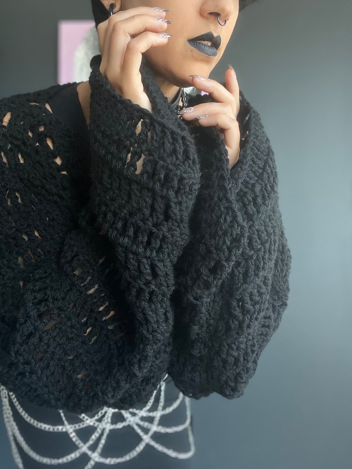 Treble Shadows Crop Top PDF Crochet Pattern | Goth Crochet Pattern ...