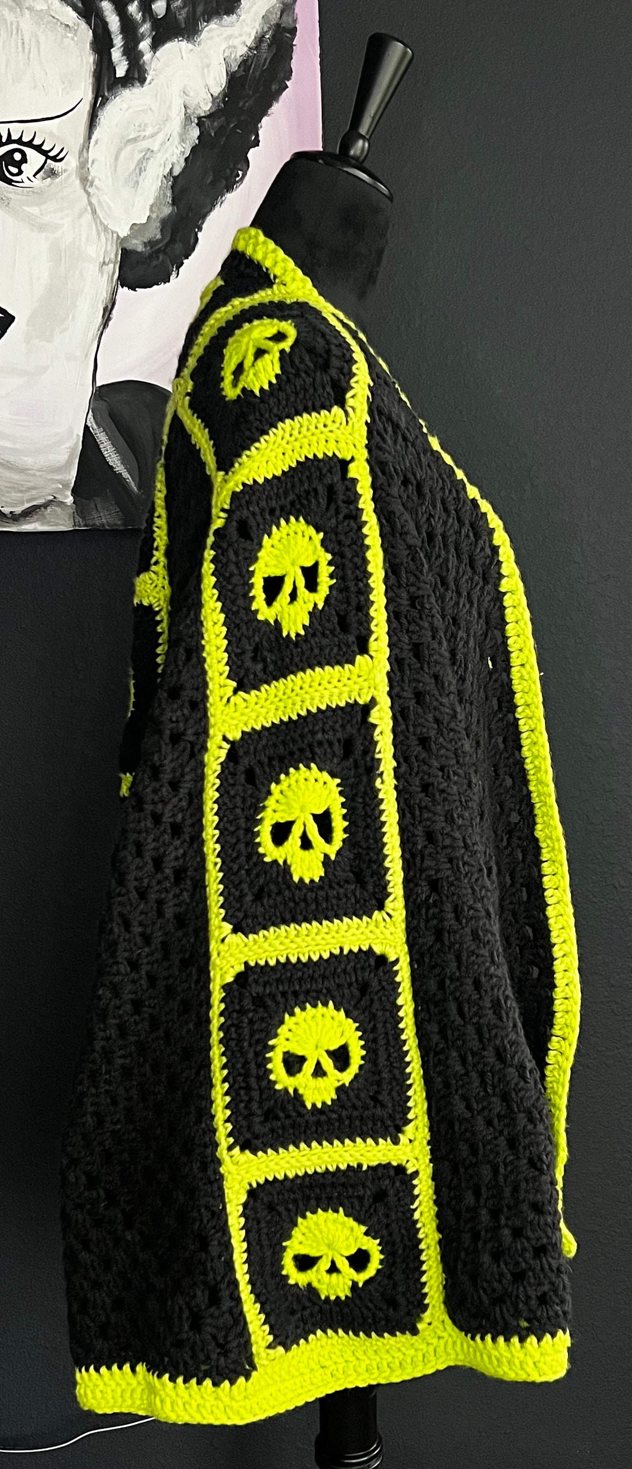 Crochet Skull Granny Square Cardigan - Etsy
