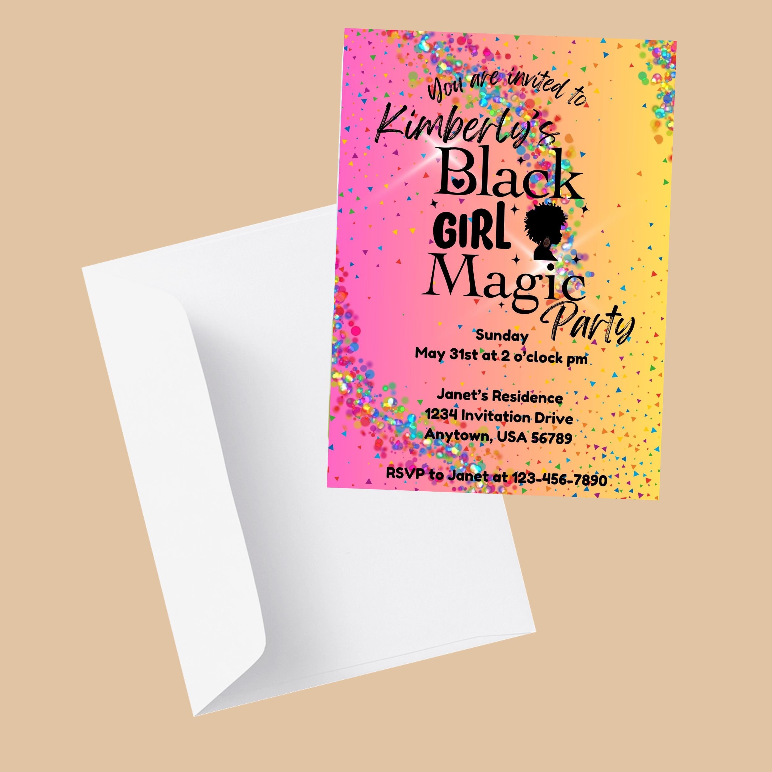 Black Girl Magic Themed Party or Event Invitation; Colorful Sparkle ...