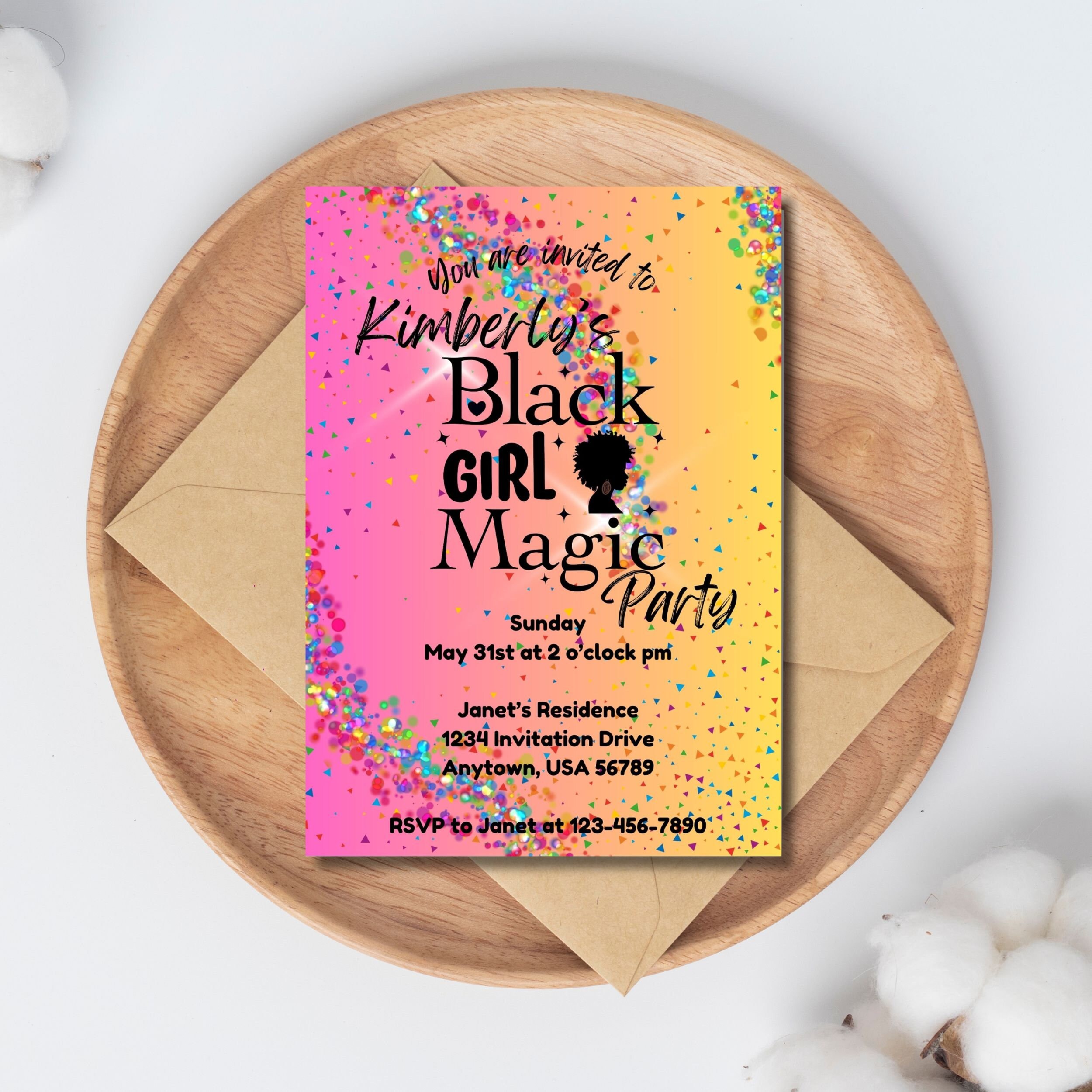 Black Girl Magic Themed Party or Event Invitation; Colorful Sparkle ...