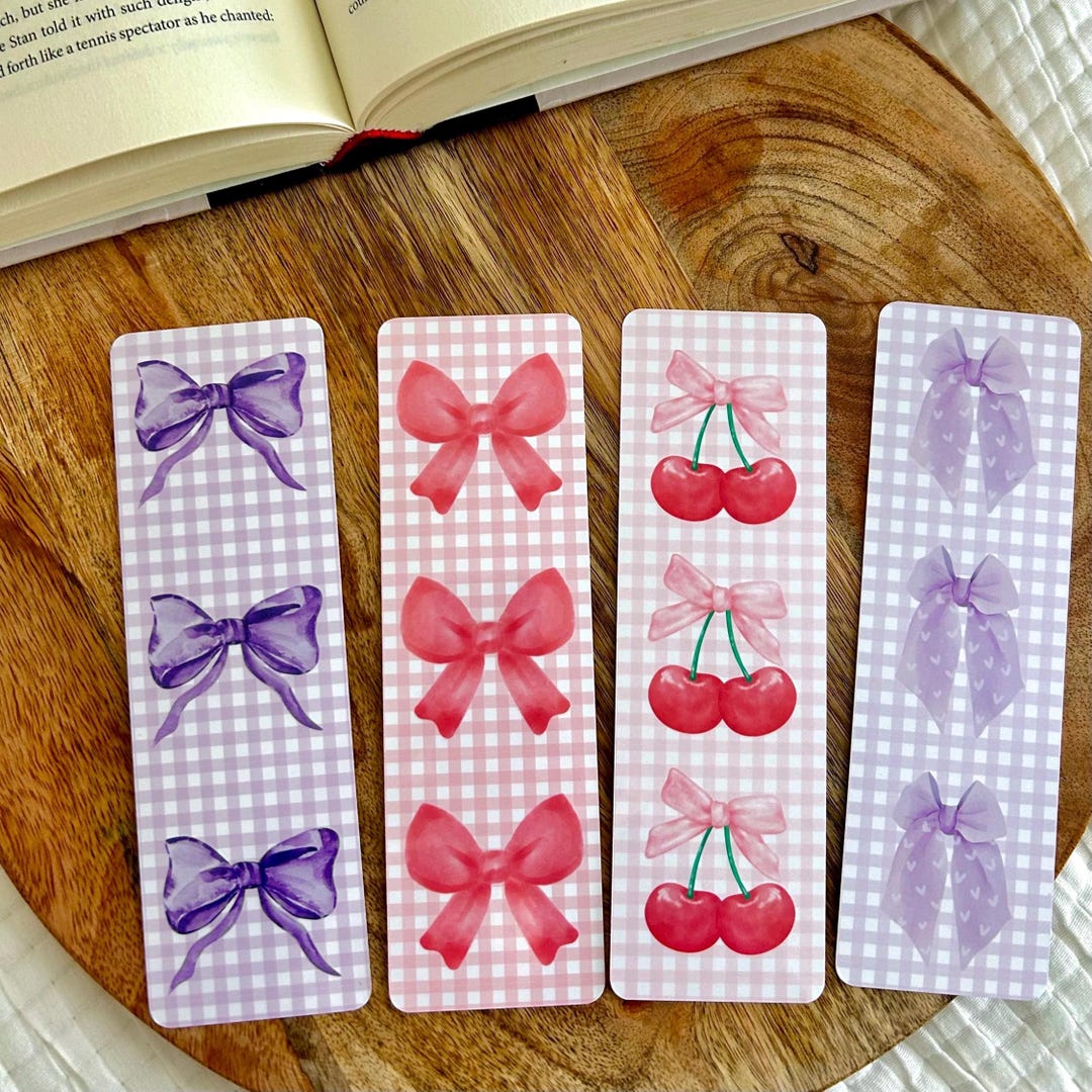 Plaid Bows Bookmark Set | Bow Aesthetic | Soft Girl Era Theme | Cute ...