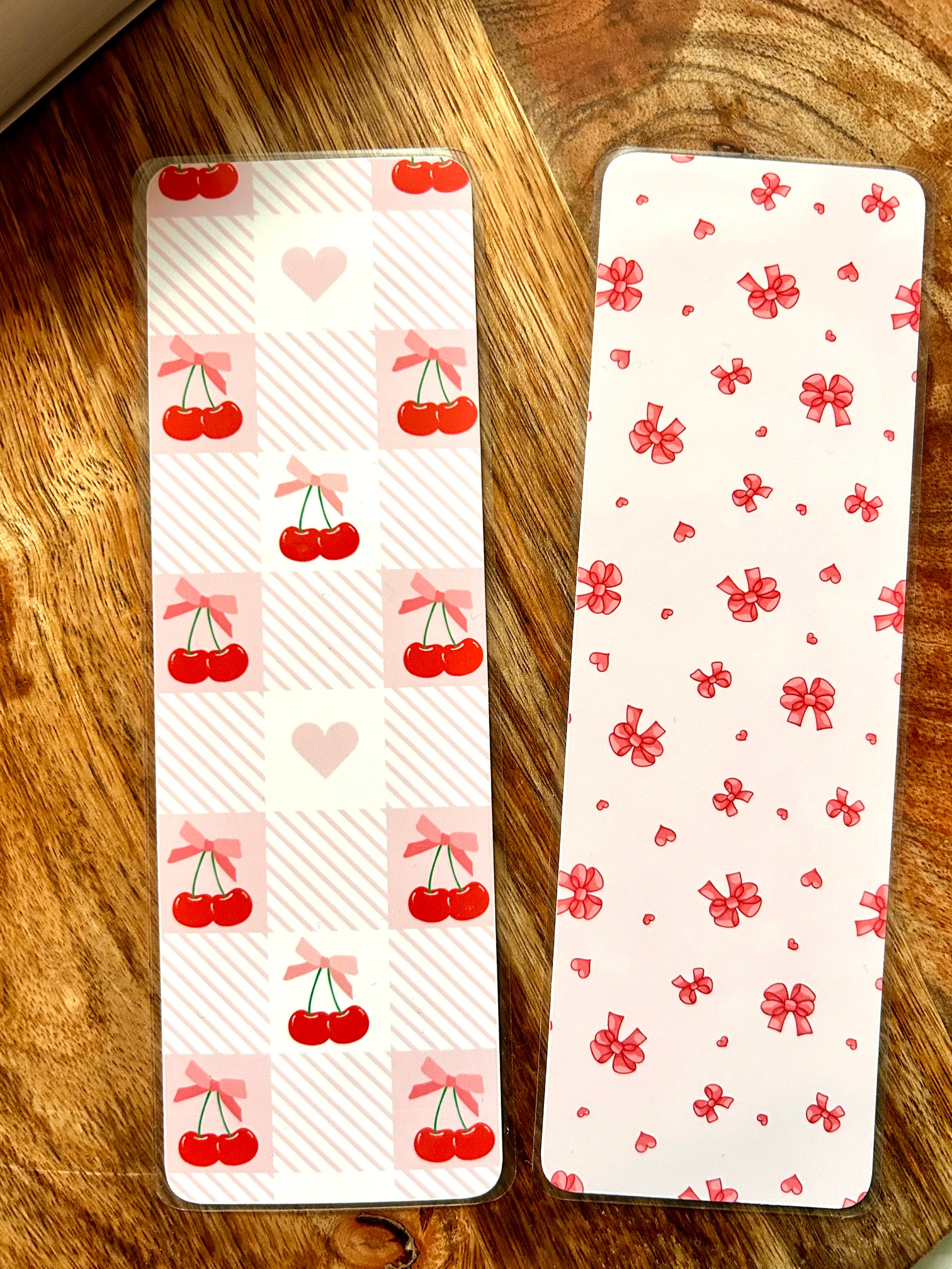 Pink Bows Bookmark | Plaid Cherry Pink Bookmark | Cute Bookmark Set ...