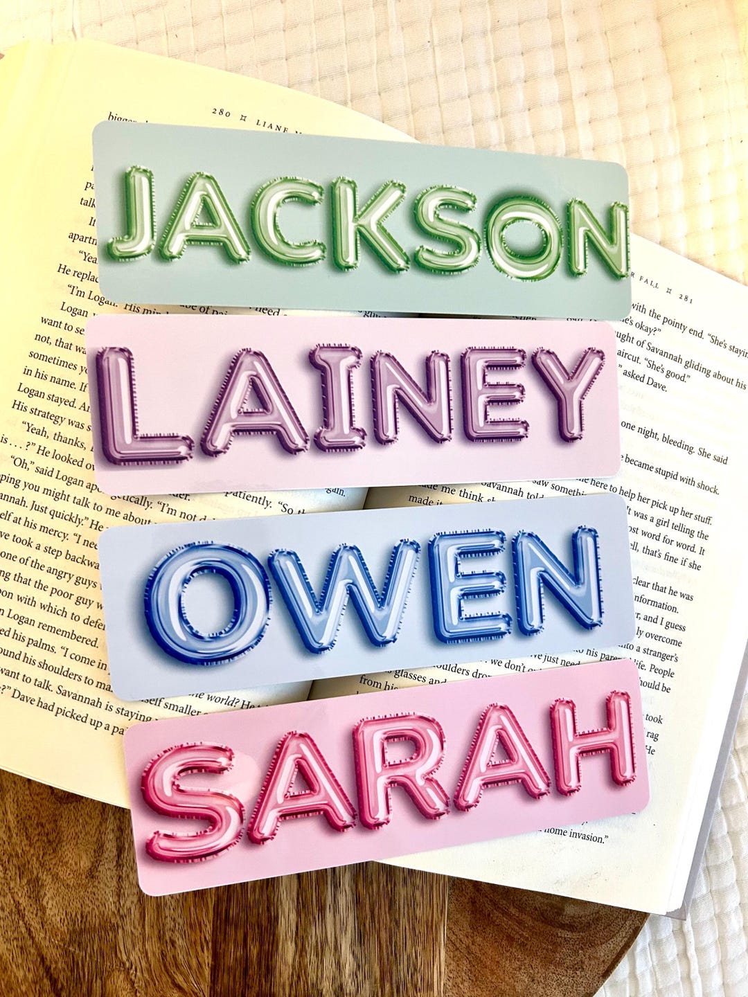 Personalized Name Bookmarks | Balloon Letter Name Bookmarks ...