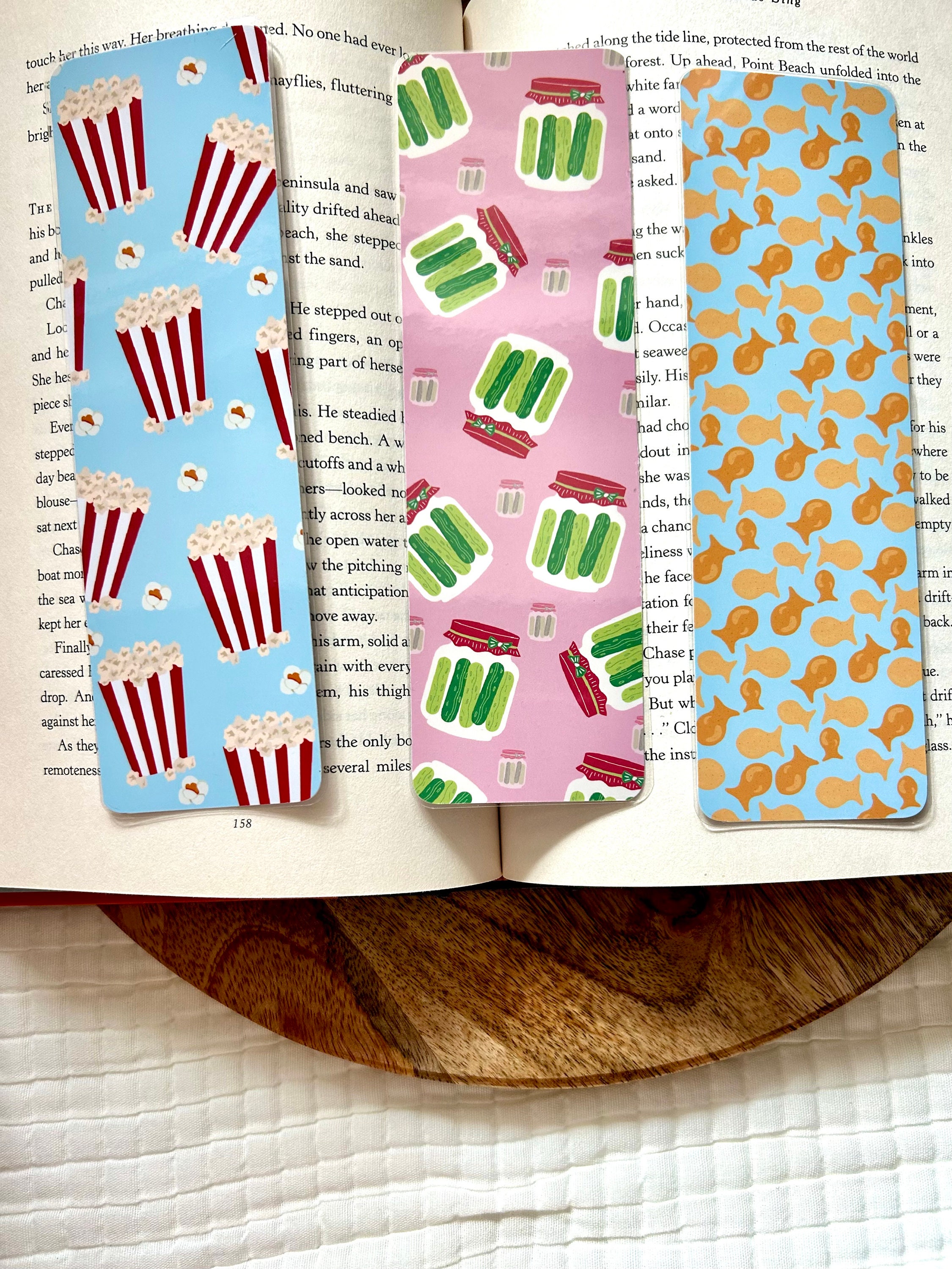 Snacks Bookmark Set Popcorn Bookmark Pickle Jar Bookmark Goldfish ...