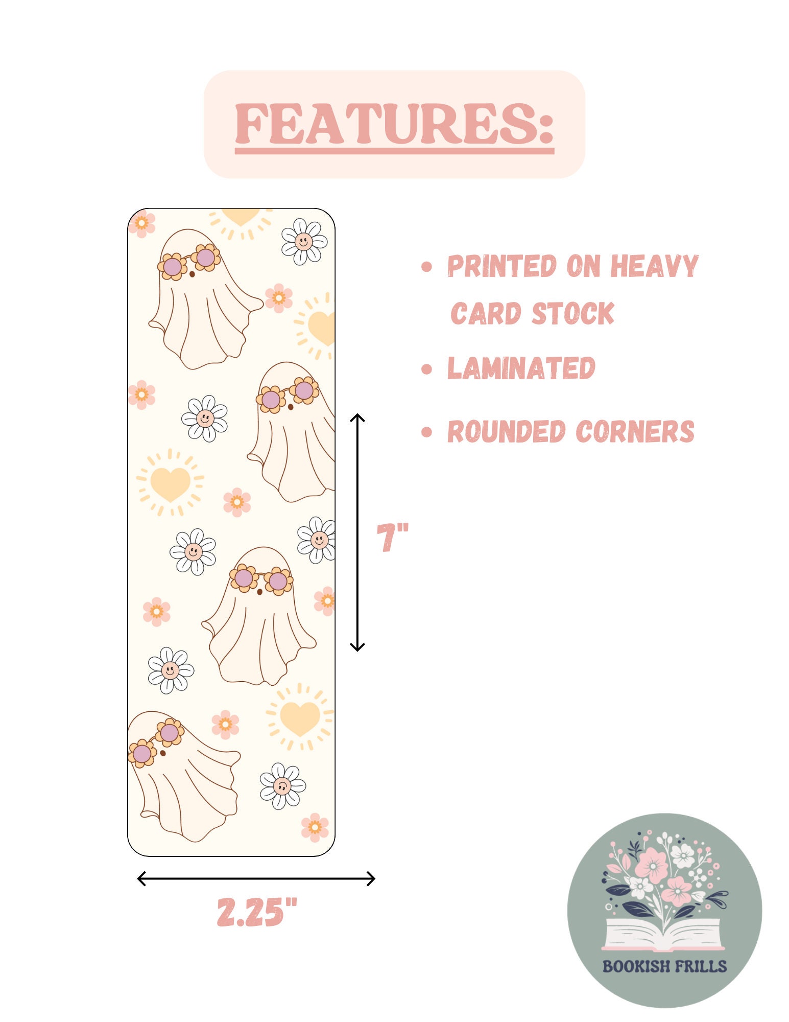 Summer Ghost Bookmark | Retro Ghost Design | Cute Bookmarks | Summer ...