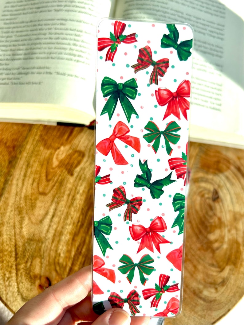 Christmas Bows Bookmarks White and Green Christmas Bows Holiday Bow ...