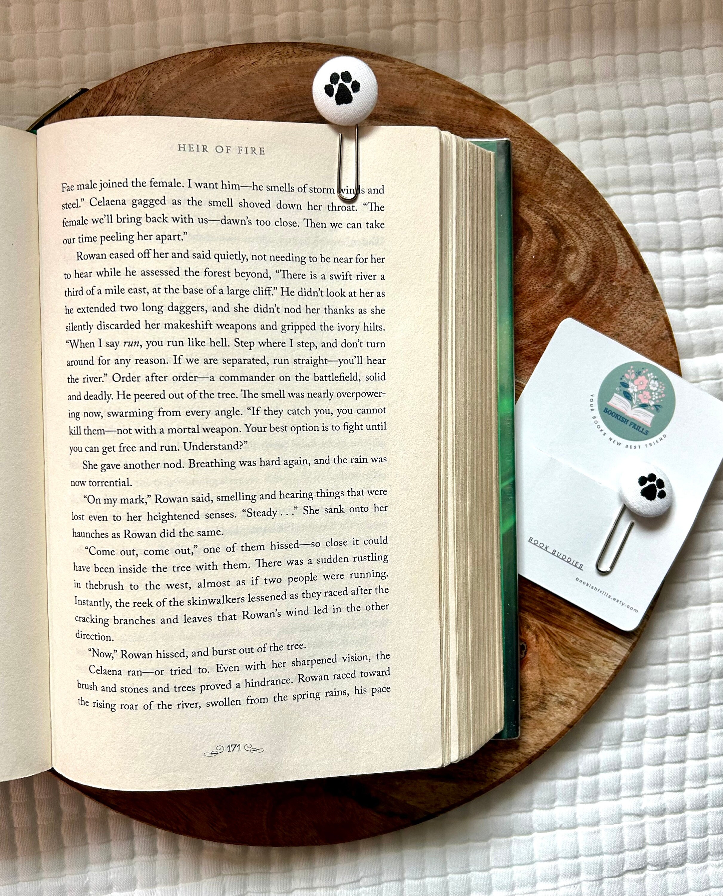 Paw Print Fabric Button Bookmark Giant Paperclip Bookmark Dog Lovers - Etsy