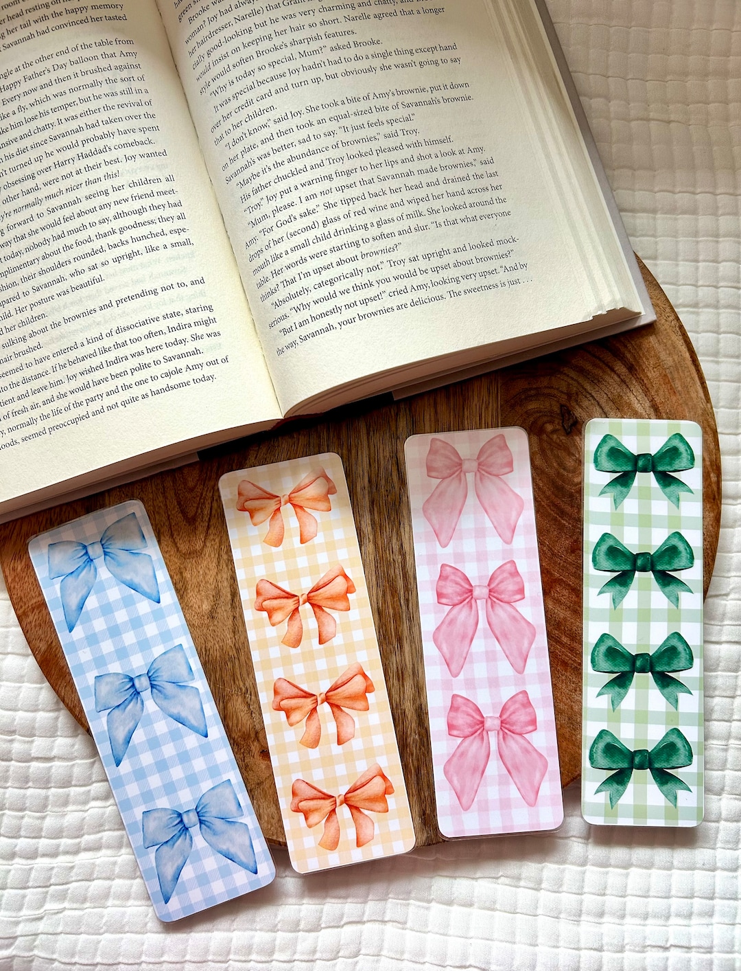 Plaid Bows Bookmarks | Bow Aesthetic | Soft Girl Era Theme | Cute ...