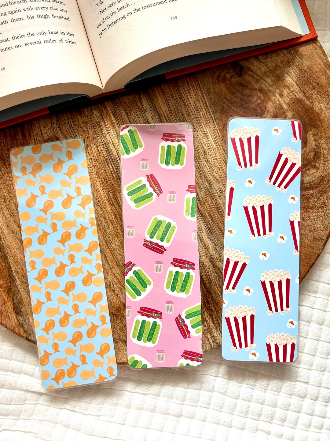 Snacks Bookmark Set | Popcorn Bookmark | Pickle Jar Bookmark | Goldfish ...