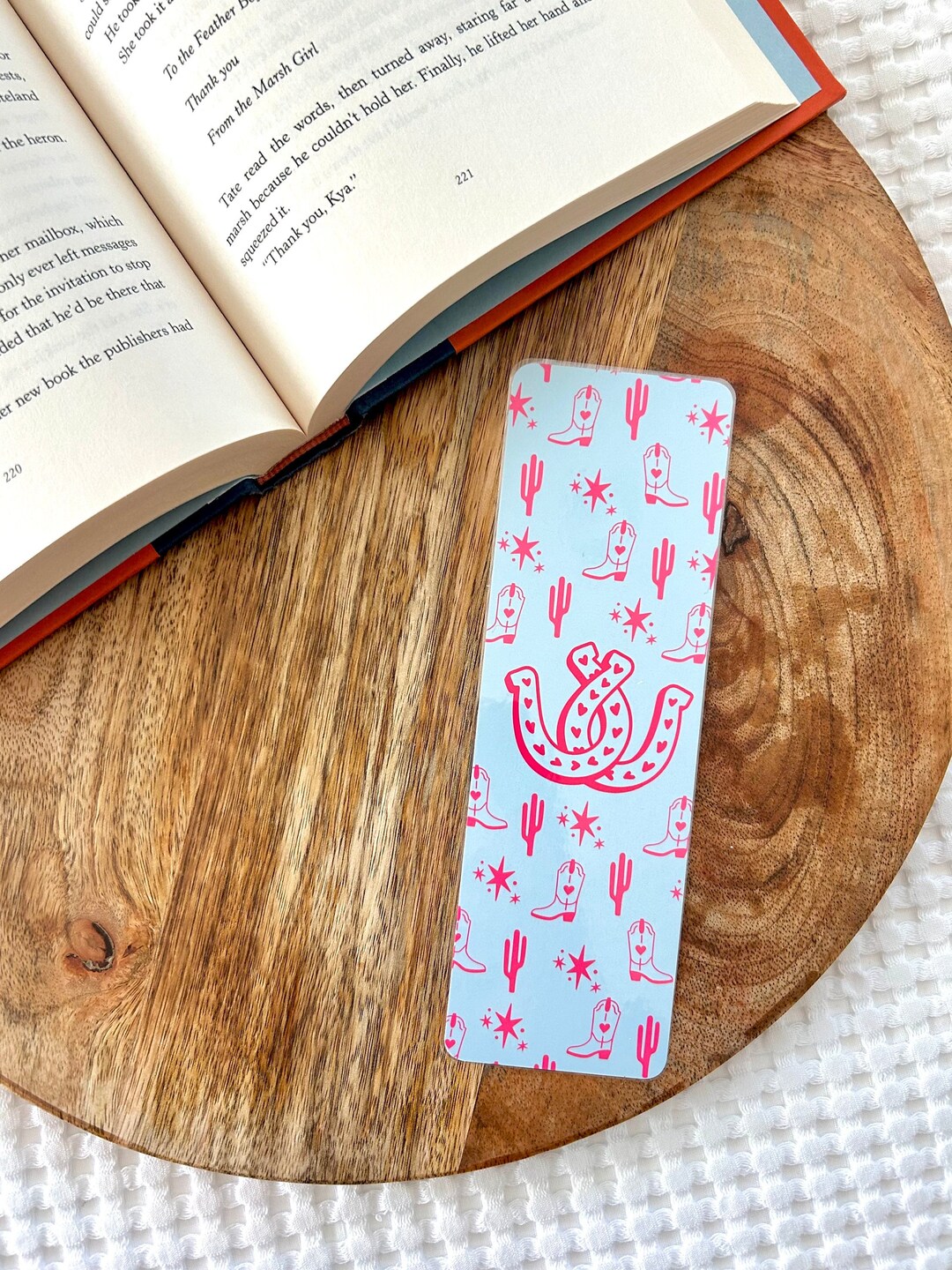 Country Cowgirl Bookmark | Blue and Pink Cowgirl Bookmark | Heart ...