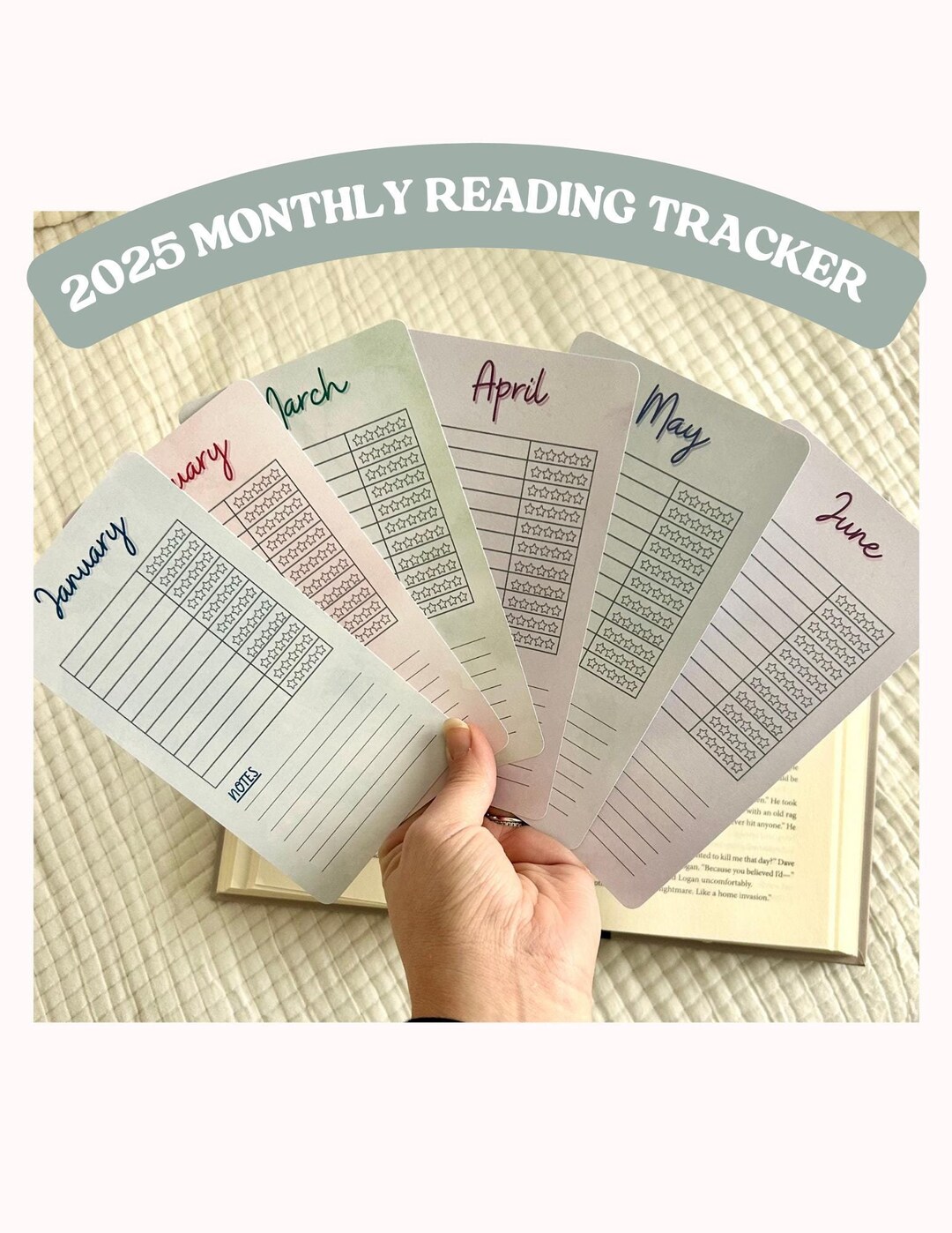 2025 Monthly Reading Bookmark Tracker | Book Rating Bookmark | Yearly ...