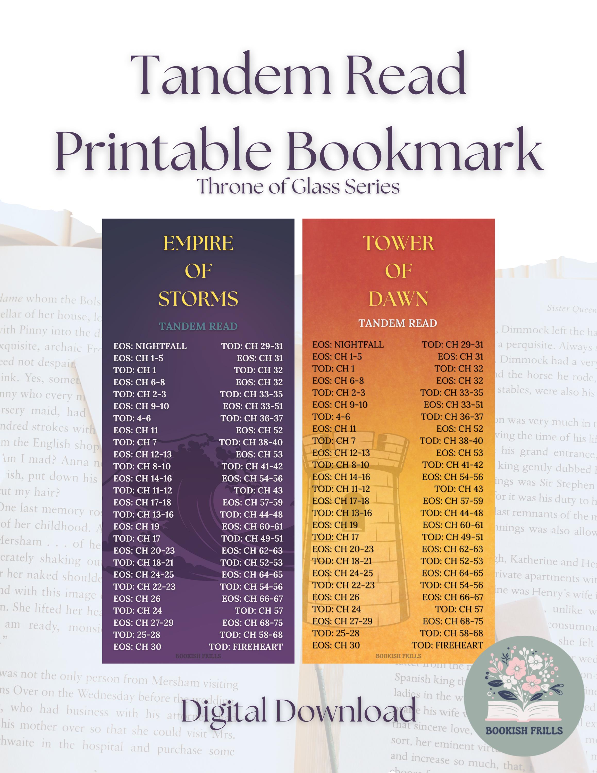 TOG Tandem Read Bookmark PRINTABLE | Tandem Read Reading Tracker ...