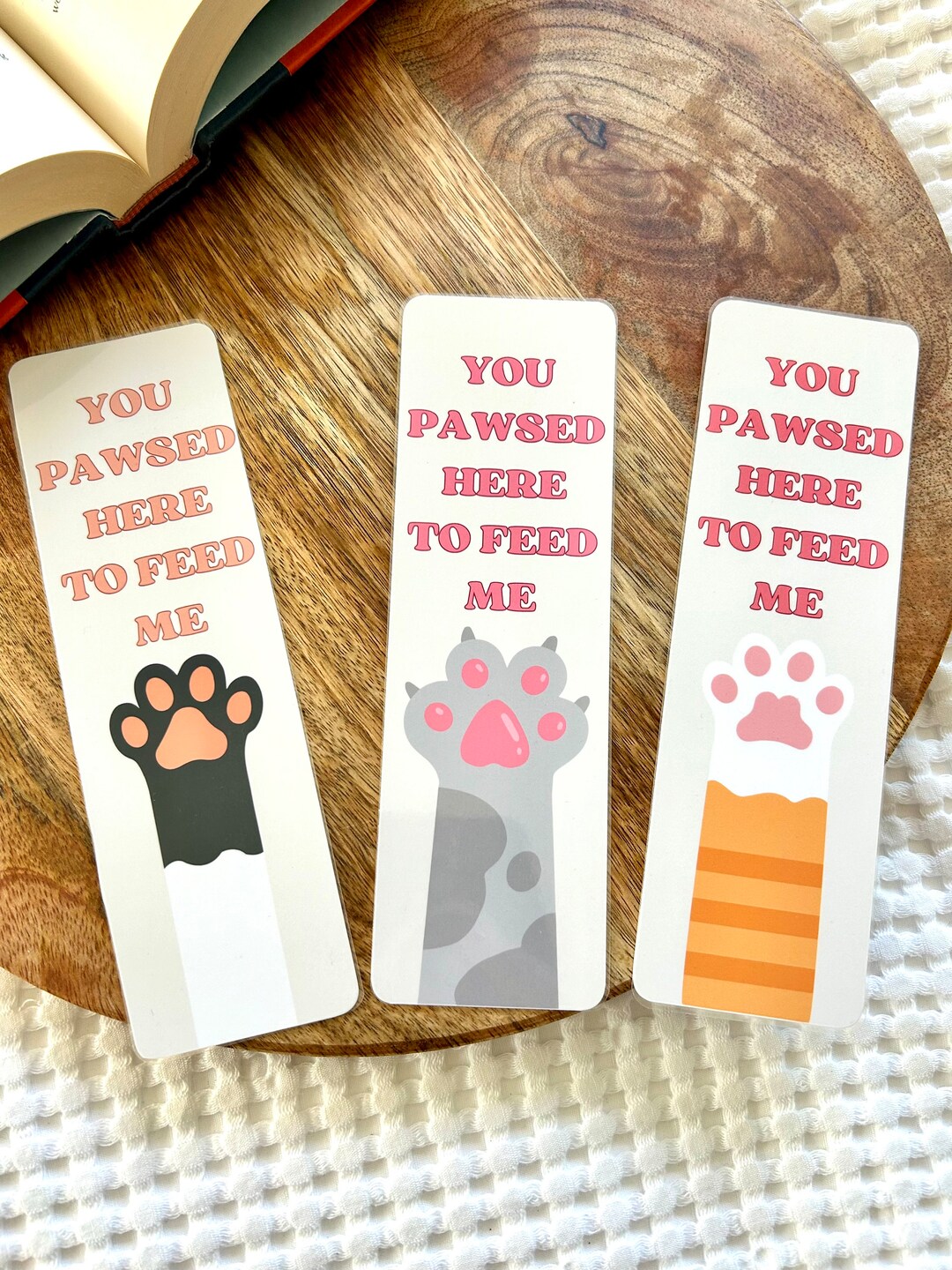 You Pawsed Here to Feed Me | Cat Paws Bookmark | Cat Lover Bookmark ...