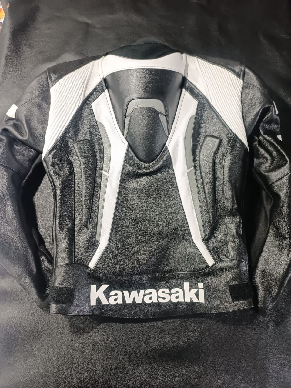Hand Made Kawasaki Leather Jacket, Men's Black Leather Kawasaki Jacket ...
