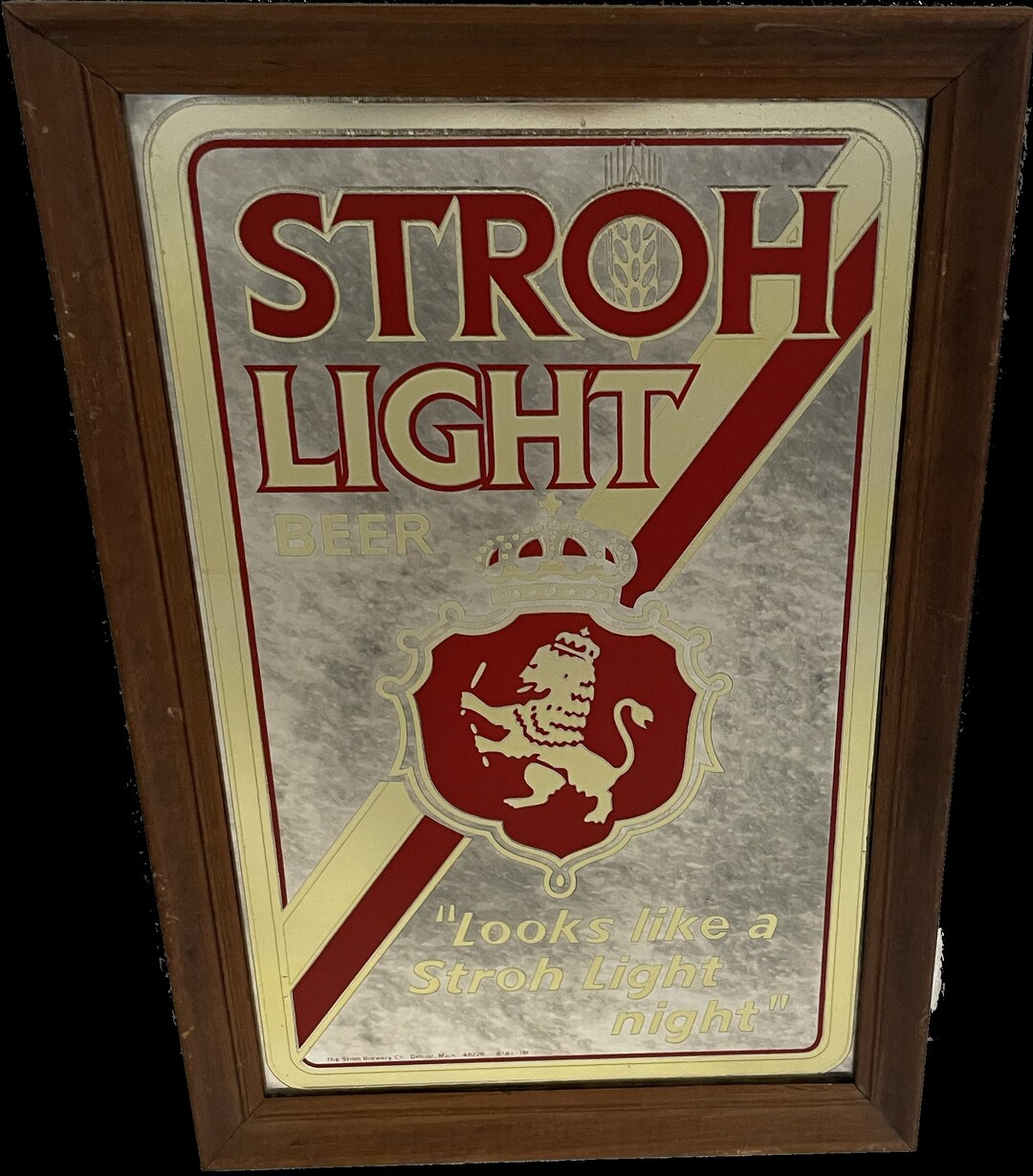 Stroh Light Beer looks Like a Stroh Light Night Framed Vintage Mirror ...