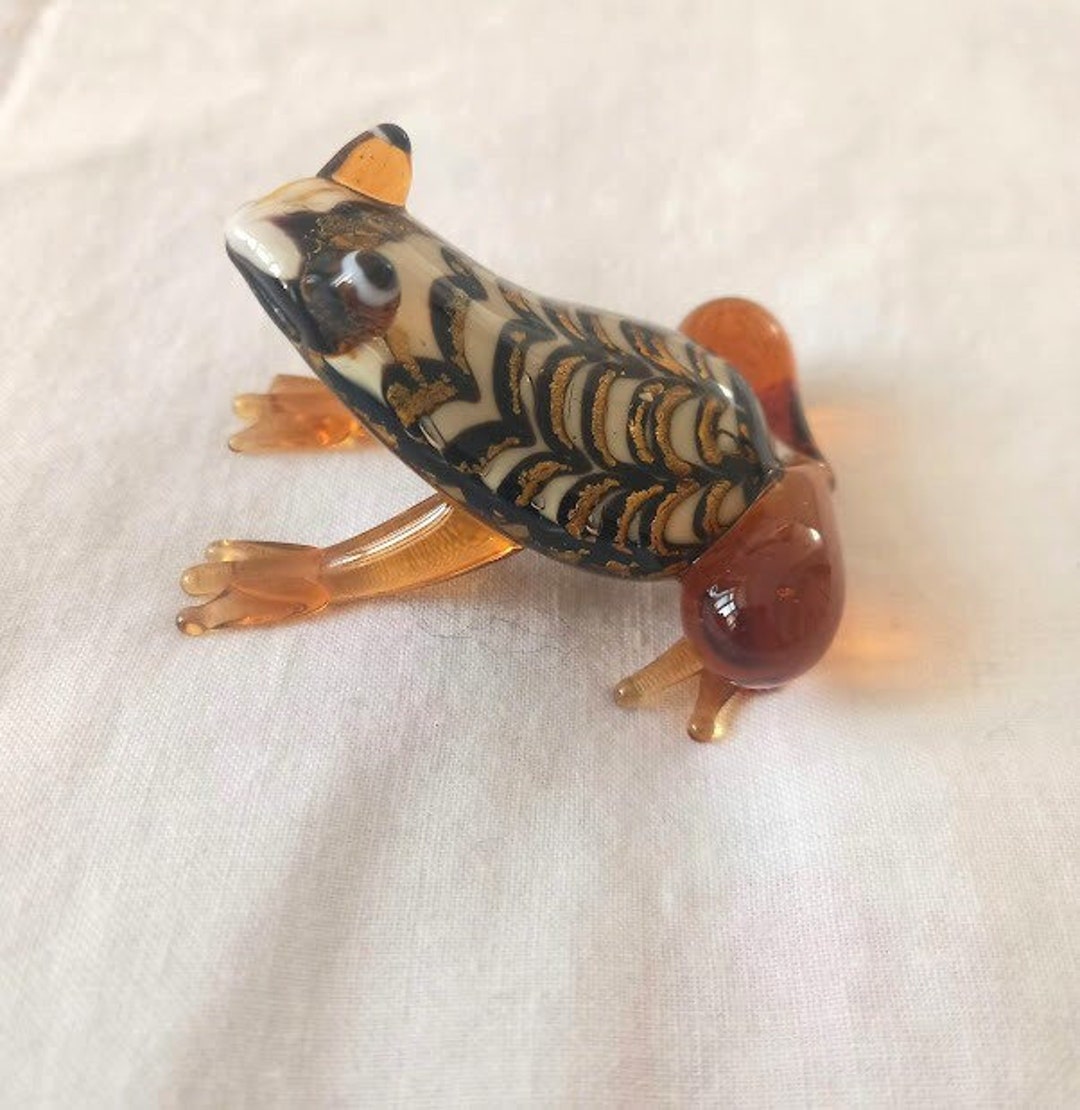 Vintage MURANO Glass Amber Frog - Etsy
