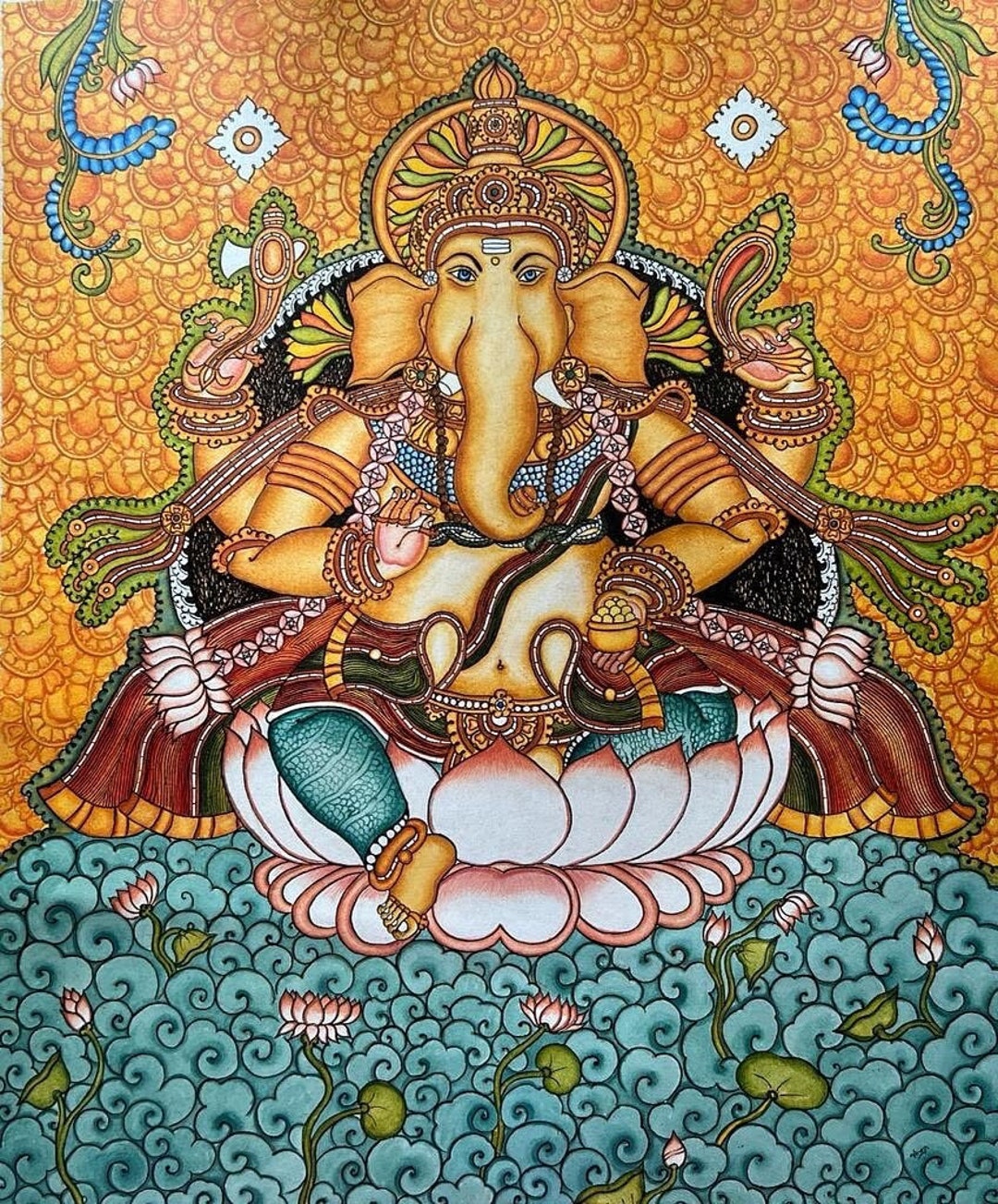 Original Ganapathy Kerala Mural Painting - Etsy