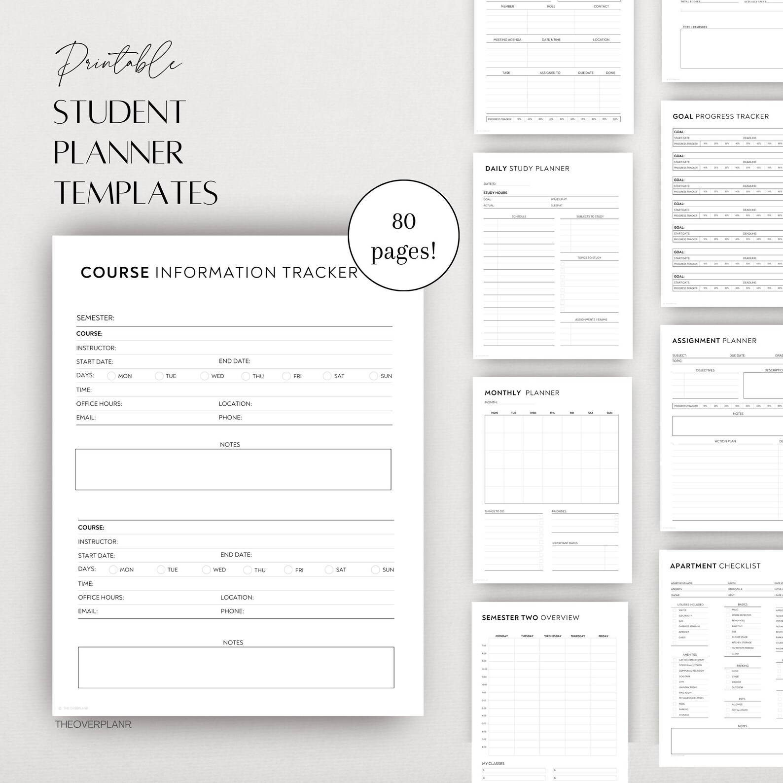 Student Planner Templates Bundle: Academic Organizer (printable US ...