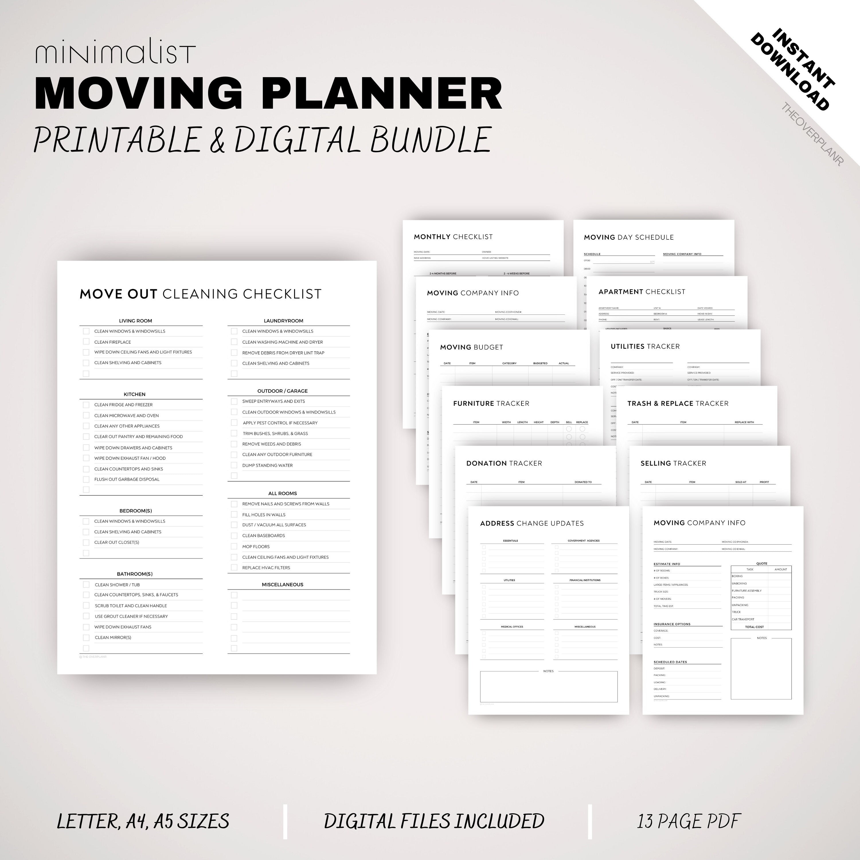 Moving Planner Template Bundle | Printable Moving Planner | Digital ...