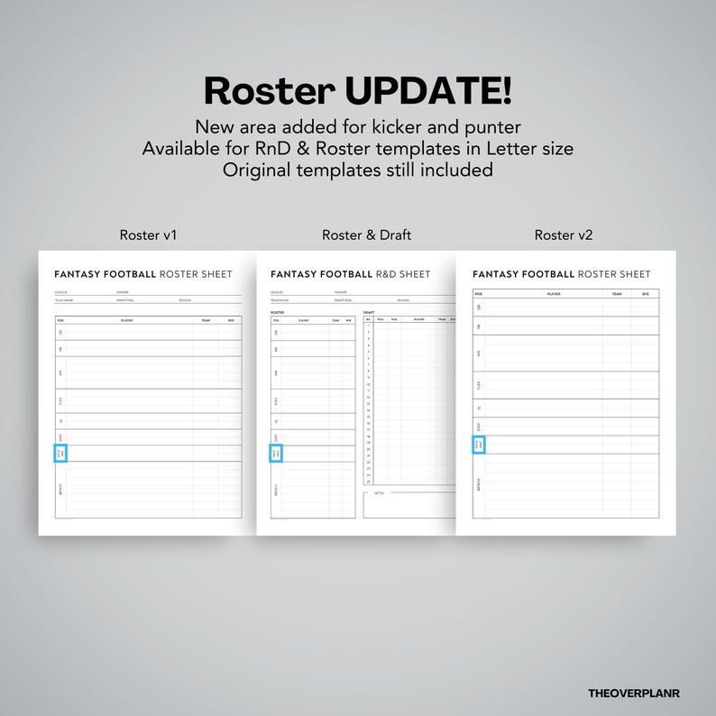 Fantasy Football Draft Kit: Printable Roster & Cheat Sheet (digital ...