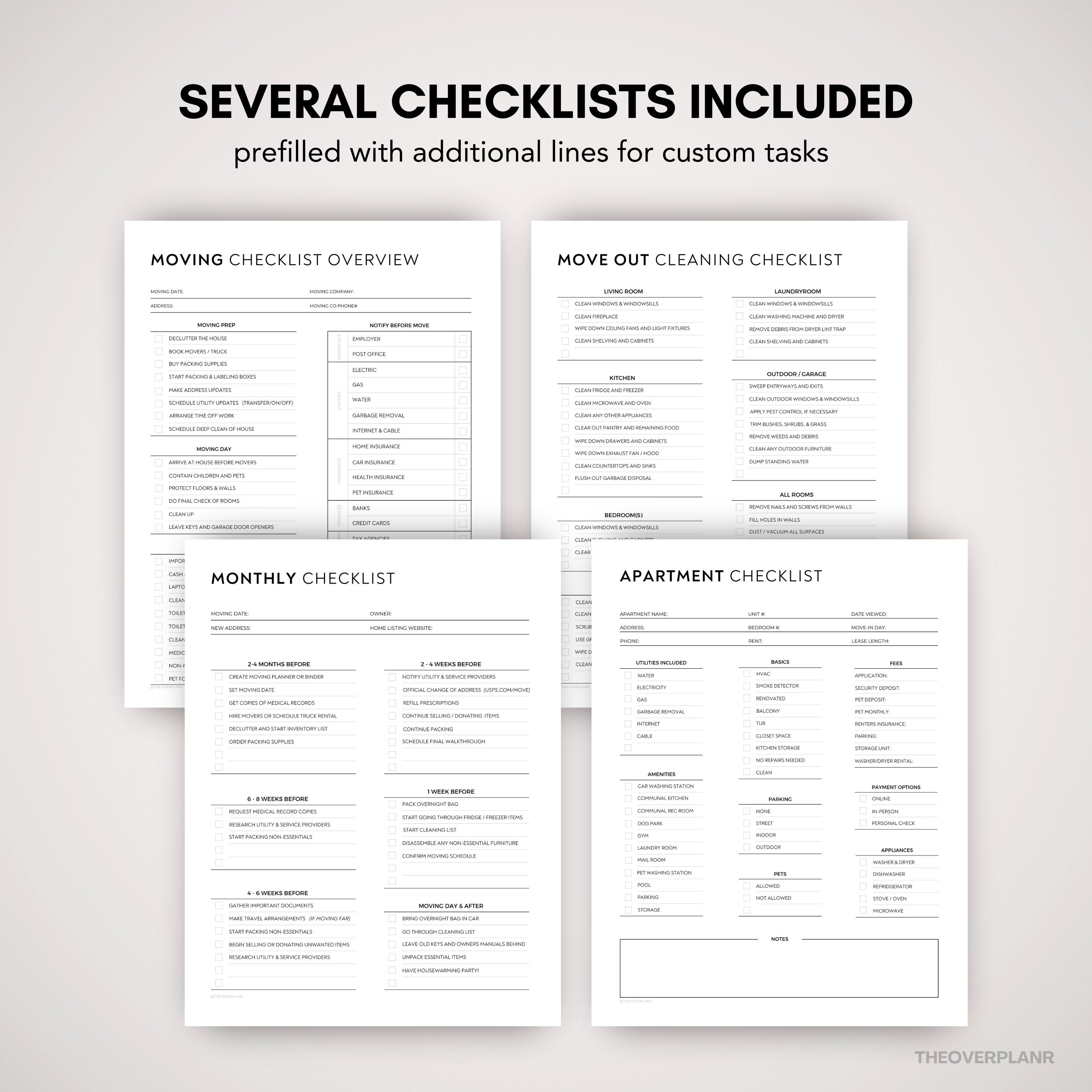 Moving Planner Template Bundle Printable Organizer Us Letter A4 A5