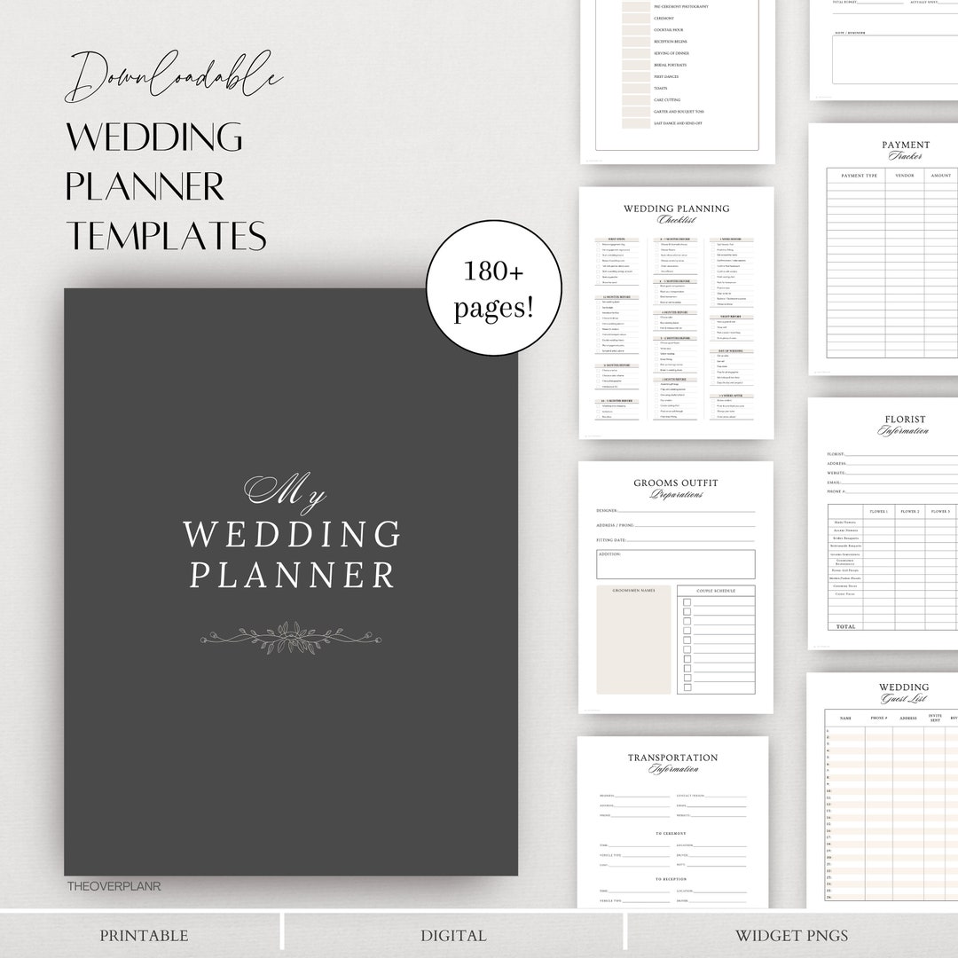 Printable Wedding Planner Templates: Digital PDF, US Letter, A4, A5 - Etsy
