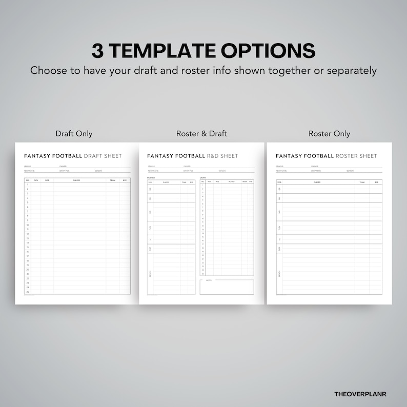 Fantasy Football Draft Kit: Printable Roster & Cheat Sheet (digital ...