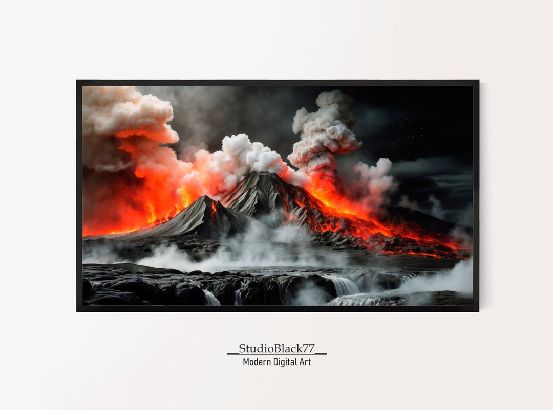 Realism Art GAIA Volcano Lava Magma Eruption Landscape Painting ...