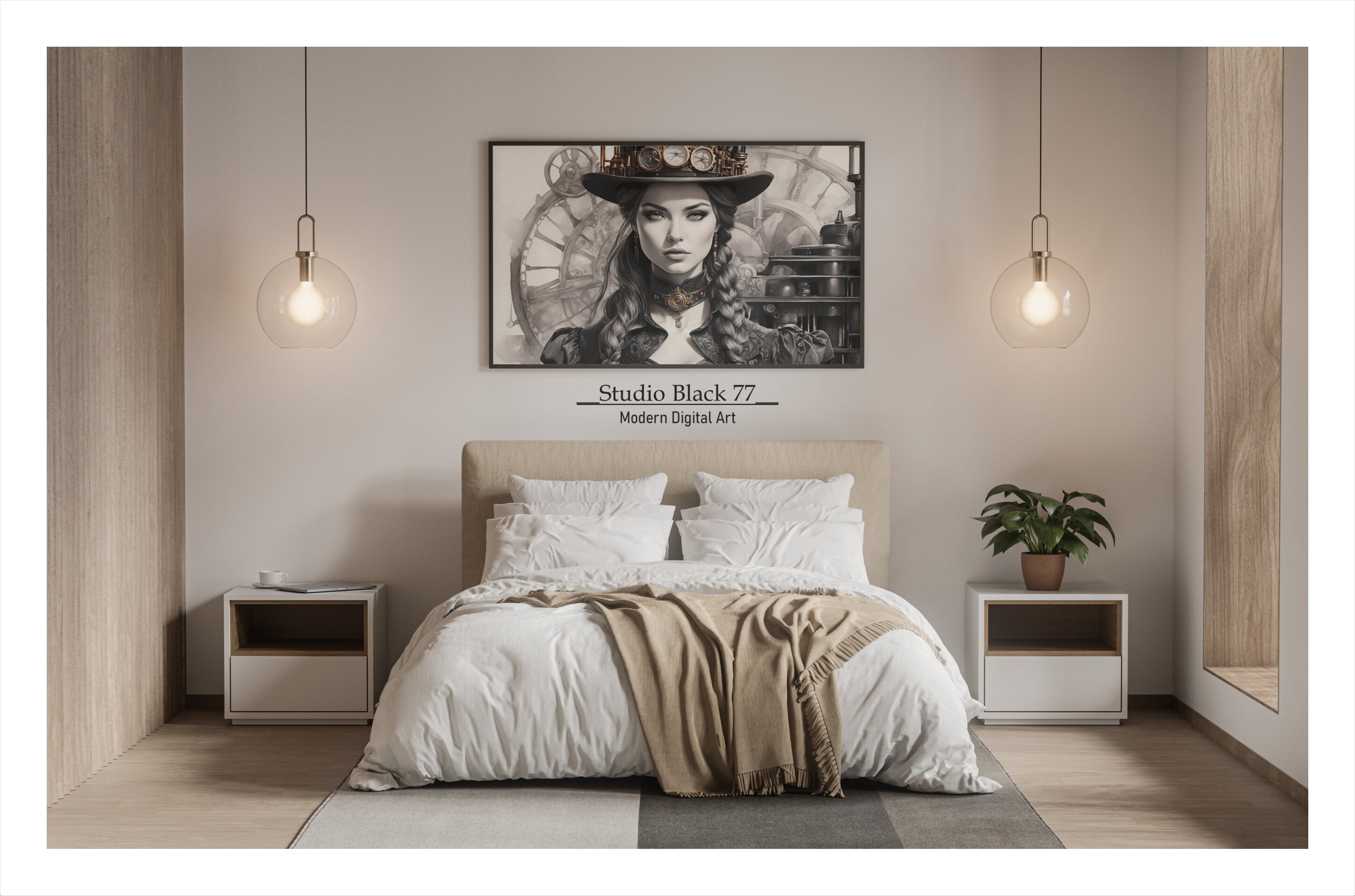 Steampunk Art LEONIE Portrait Woman Mechanics Painting PRINTABLE Art ...