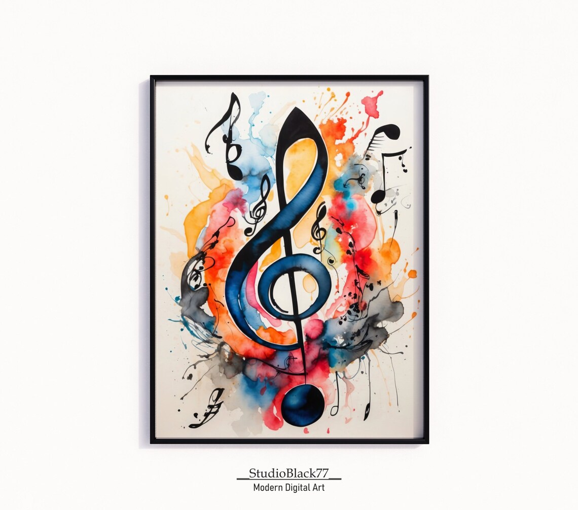 Pop Art RYTHM Music Treble Clef Strong Colorful Painting PRINTABLE Art ...