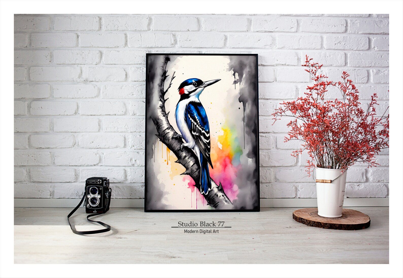 Gothic Art RONIN Bird Woodpecker Painting PRINTABLE Art Digital ...