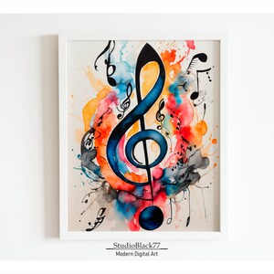 Pop Art RYTHM Music Treble Clef Strong Colorful Painting PRINTABLE Art ...