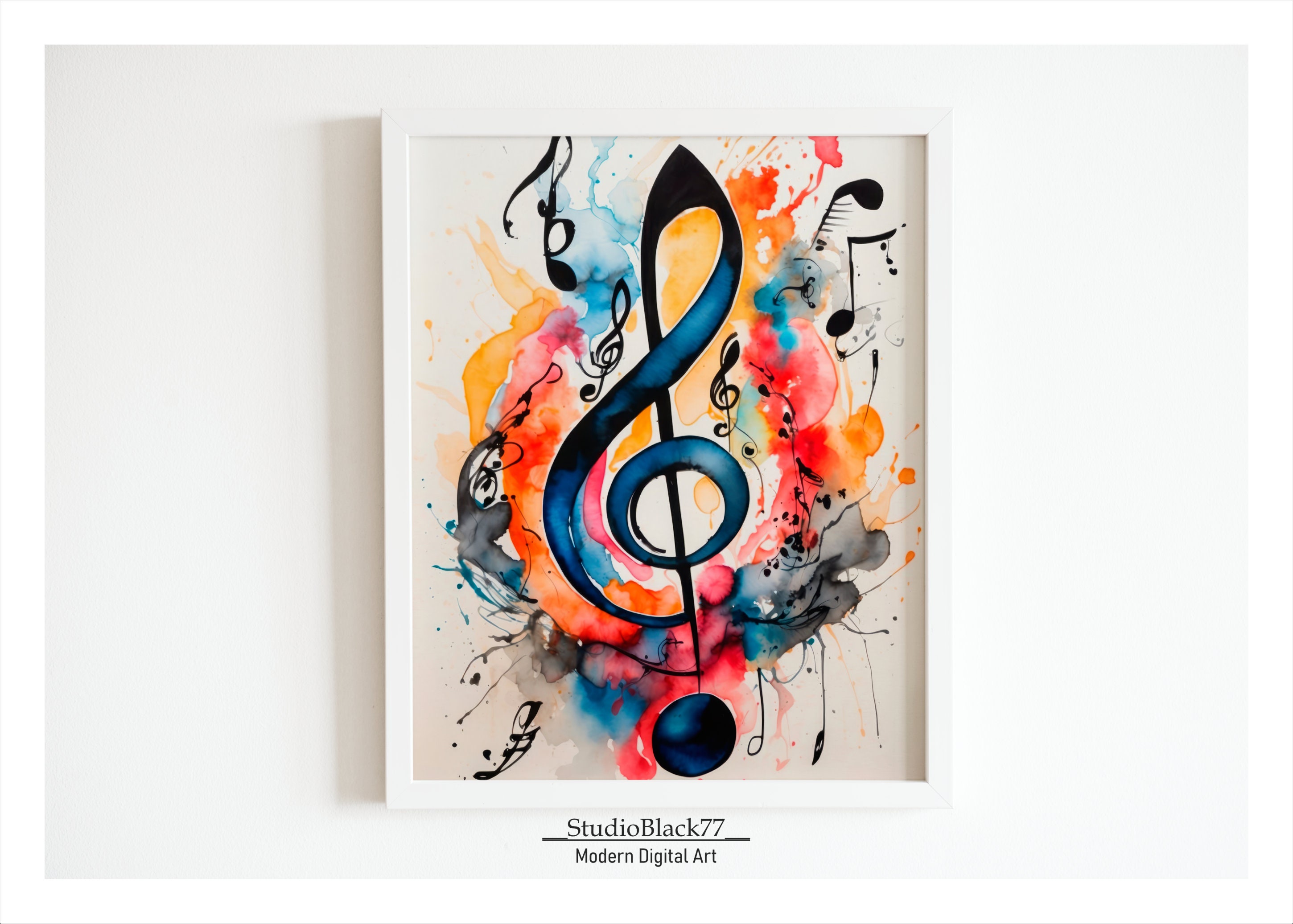 Pop Art RYTHM Music Treble Clef Strong Colorful Painting PRINTABLE Art ...