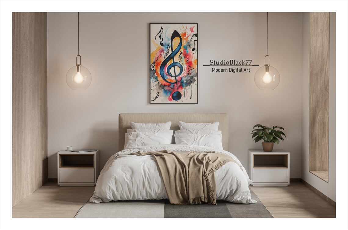 Pop Art RYTHM Music Treble Clef Strong Colorful Painting PRINTABLE Art ...