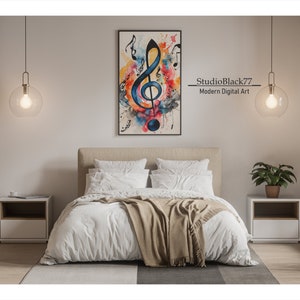 Pop Art RYTHM Music Treble Clef Strong Colorful Painting PRINTABLE Art ...
