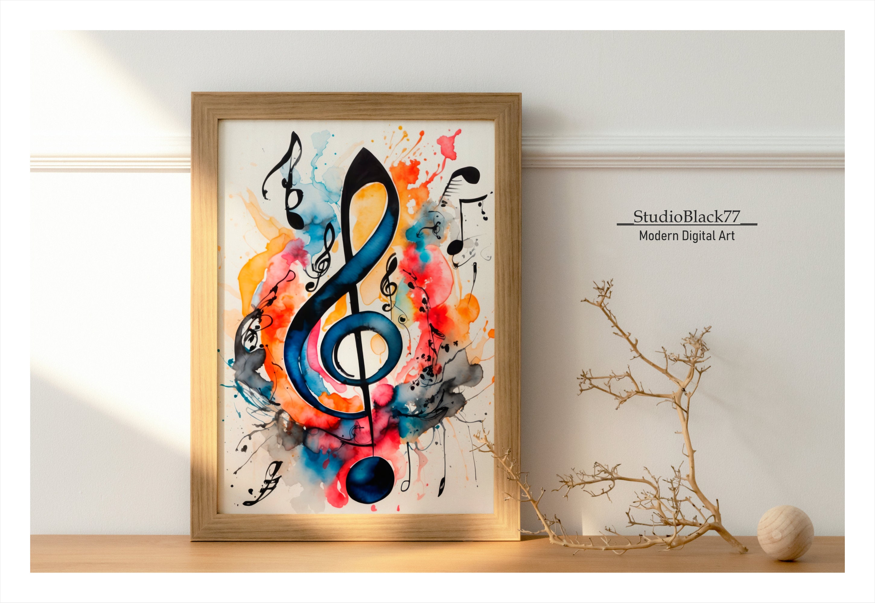 Pop Art RYTHM Music Treble Clef Strong Colorful Painting PRINTABLE Art ...