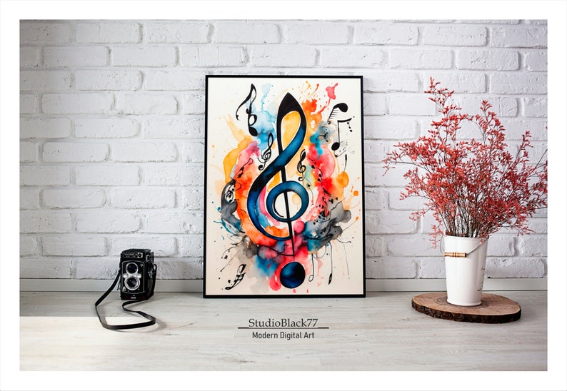 Pop Art RYTHM Music Treble Clef Strong Colorful Painting PRINTABLE Art ...