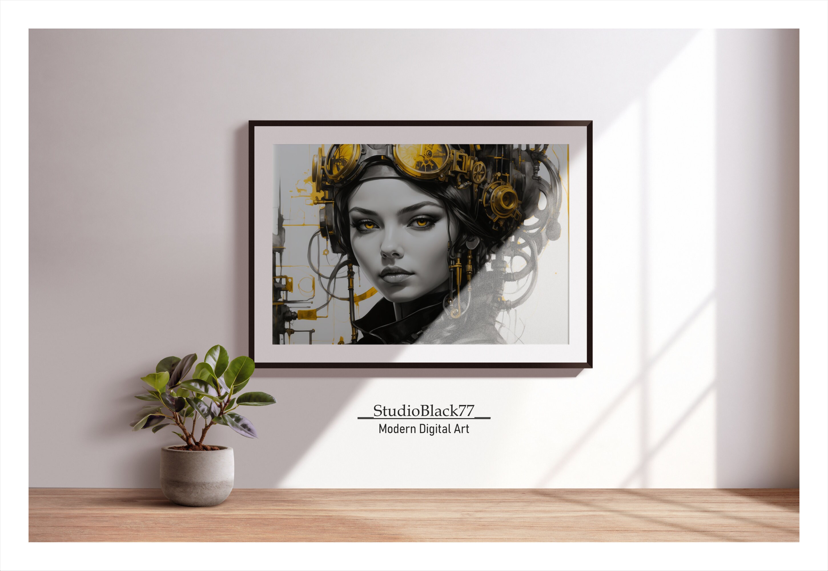 Steampunk Art CLAIRE Clockwork Female Mechanist Painting PRINTABLE Art ...