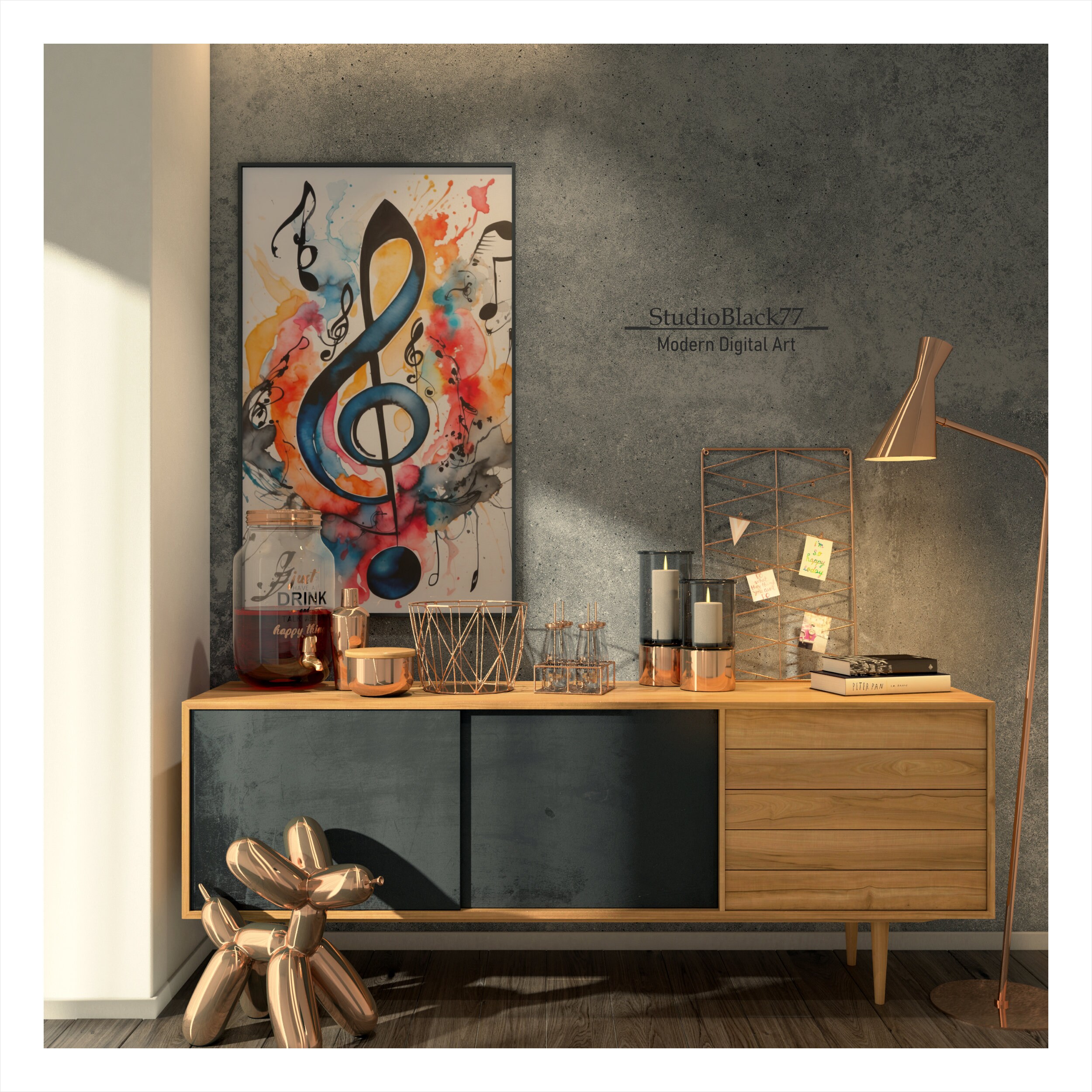 Pop Art RYTHM Music Treble Clef Strong Colorful Painting PRINTABLE Art ...