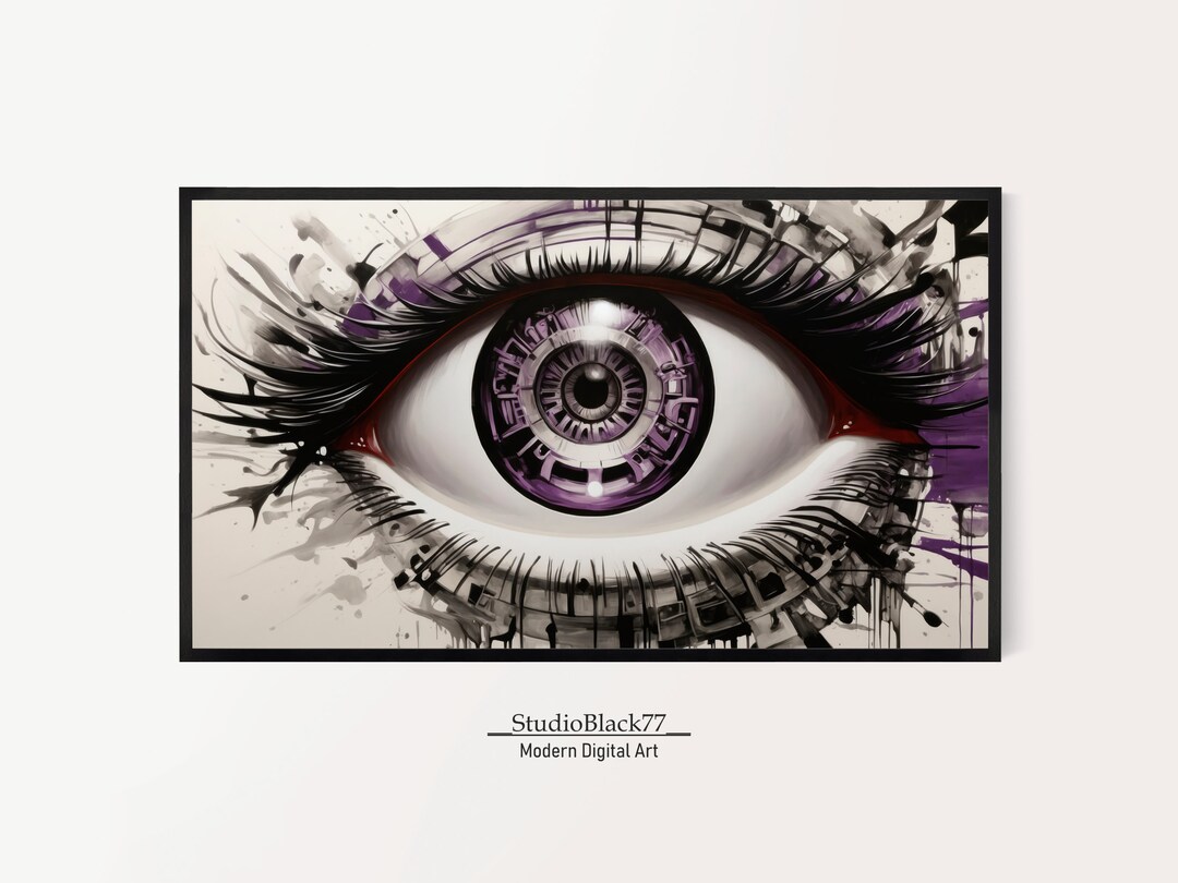 Surrealism Art GAZE Close up Biomechanical Purple Eye PRINTABLE Art ...