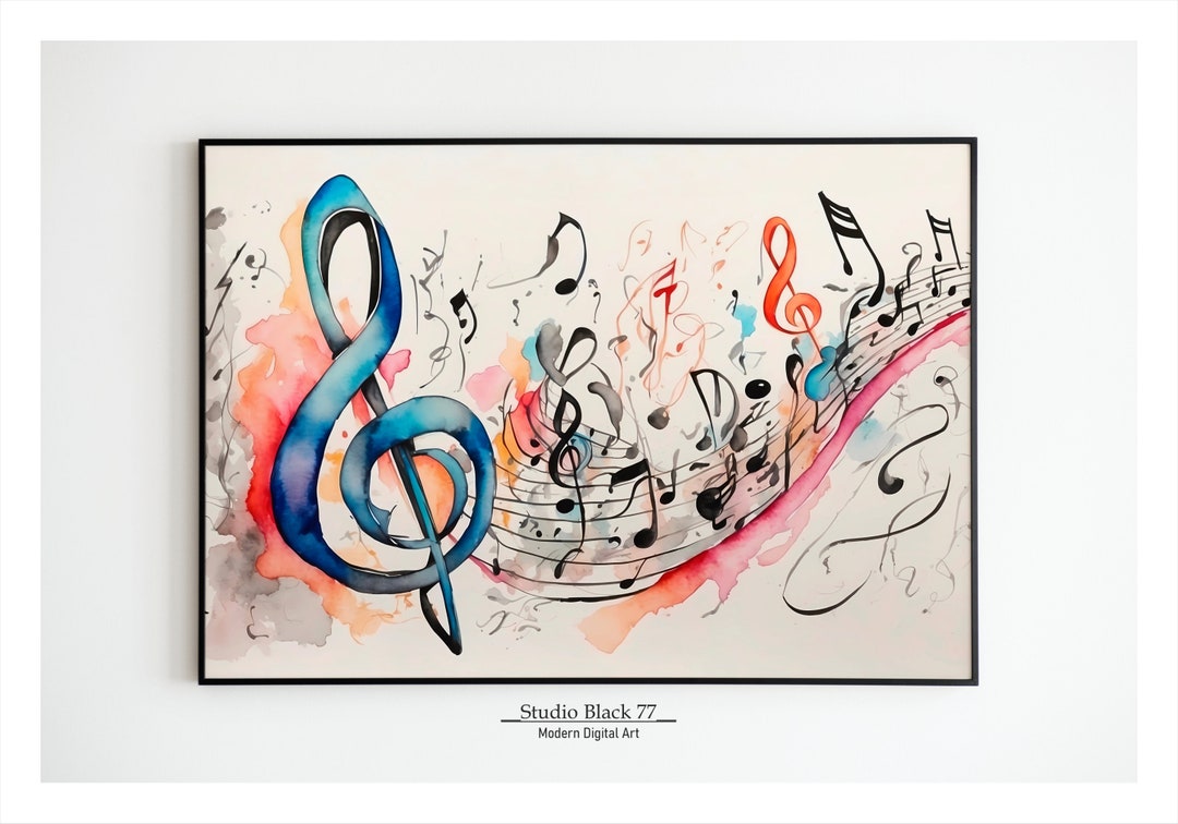 Contemporary Art MELODY Music Notes Treble Clef Painting PRINTABLE Art ...