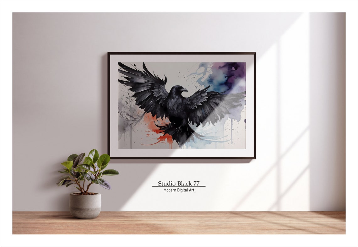 Gothic Art TALON Animal Raven Crow Painting PRINTABLE Art Digital ...
