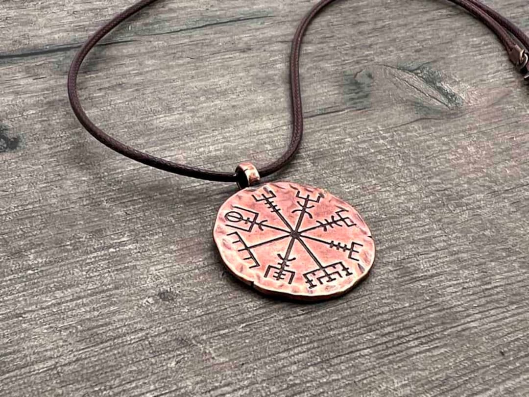 Icelandic Vegvísir Wayfinder Compass Copper Pendant Necklace - Etsy