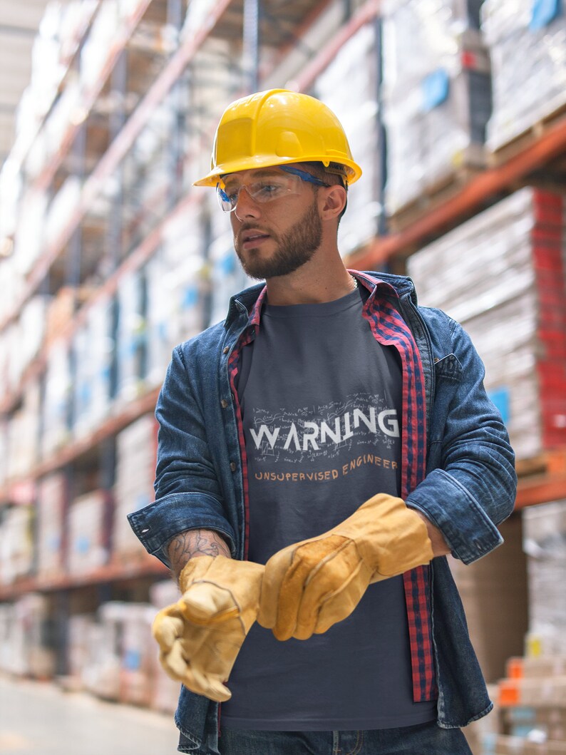WARNING Unsupervised Engineer T-shirt Funny Tee for Engineers Stocking ...